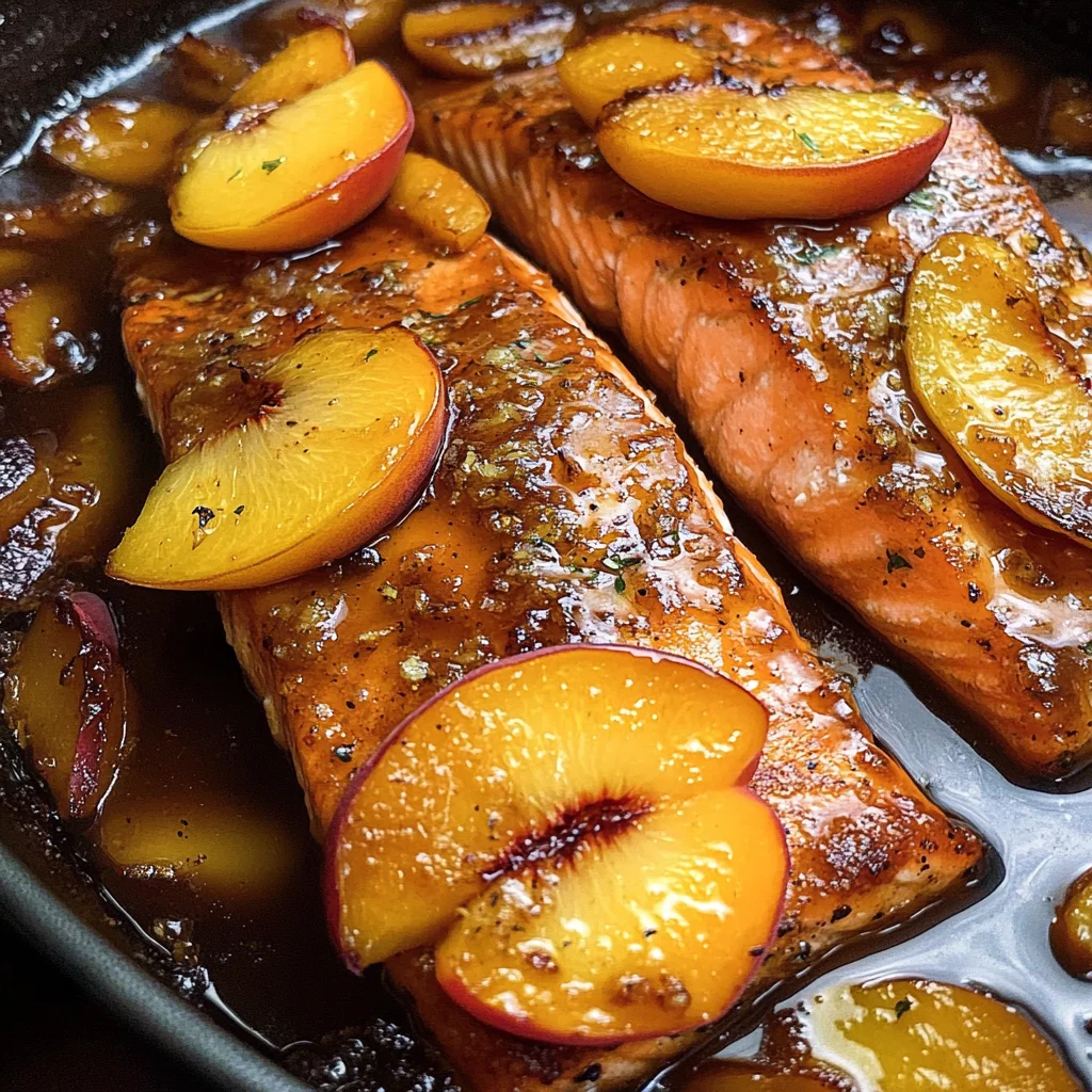 Bourbon Peach Roasted Salmon - Recipe Swith Rachel
